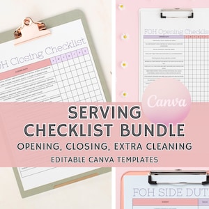 FOH Checklist Template Bundle, Restaurant & Bar Serving Checklists ...