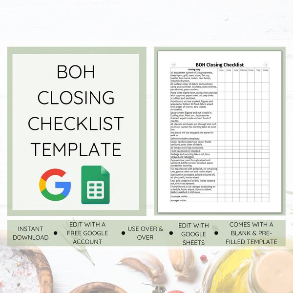 Restaurant Inventory Checklist - Etsy