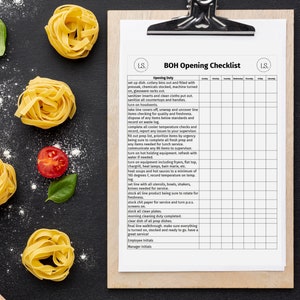 BOH Opening Checklist, Kitchen Opening Checklist Template, Editable ...