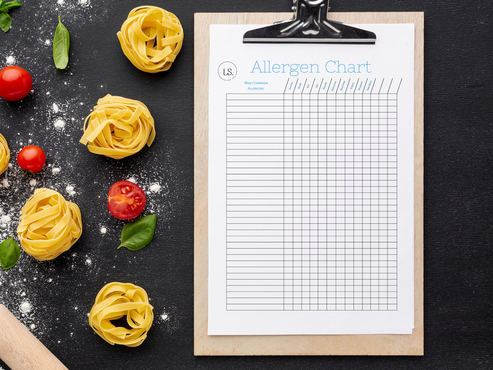 Allergy Chart, Fully Editable Restaurant Chart, Food Allergy List, Edit ...