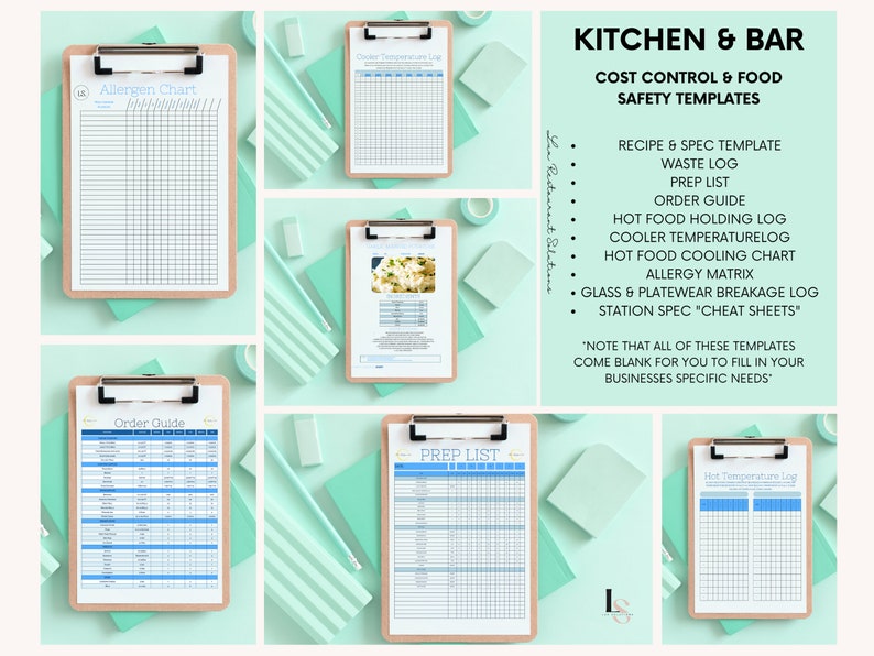 Restaurant Operations Template Bundle, Food Safety Record Sheets, Prep ...