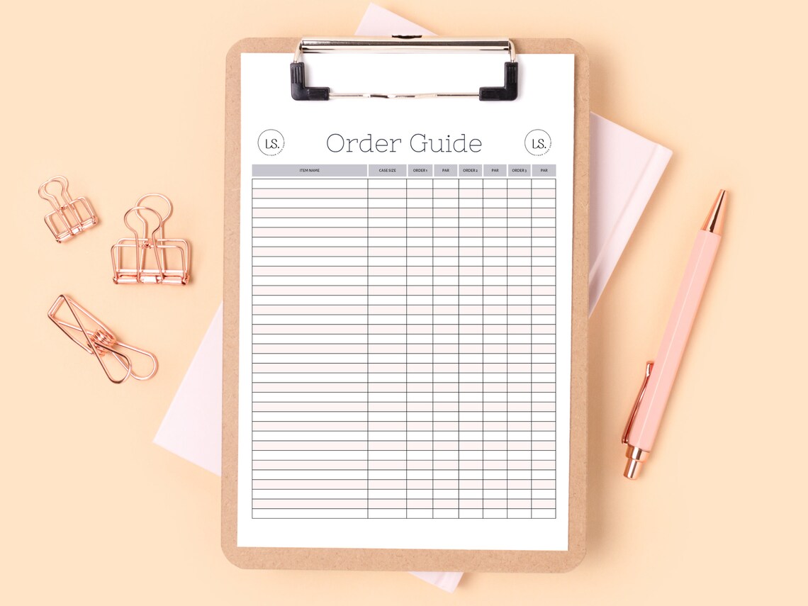 Order Guide for Restaurants and Bars Restaurant Par List - Etsy