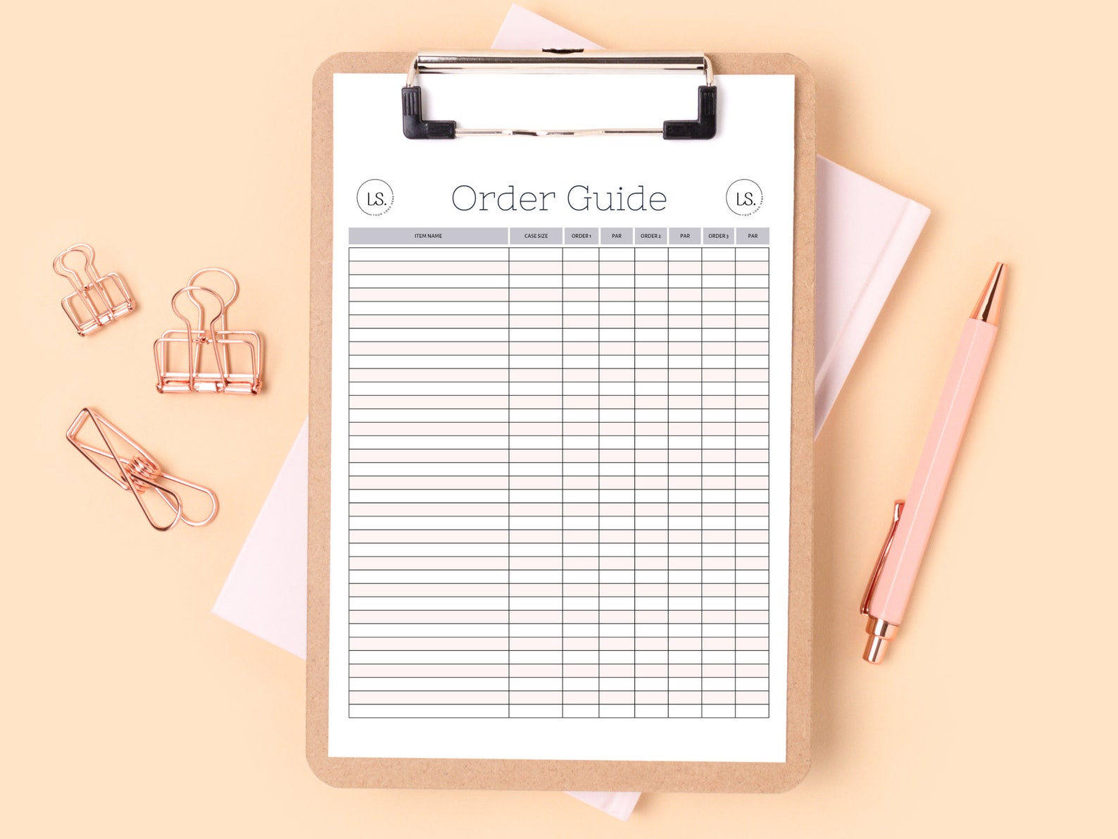Order Guide for Restaurants and Bars Restaurant Par List - Etsy
