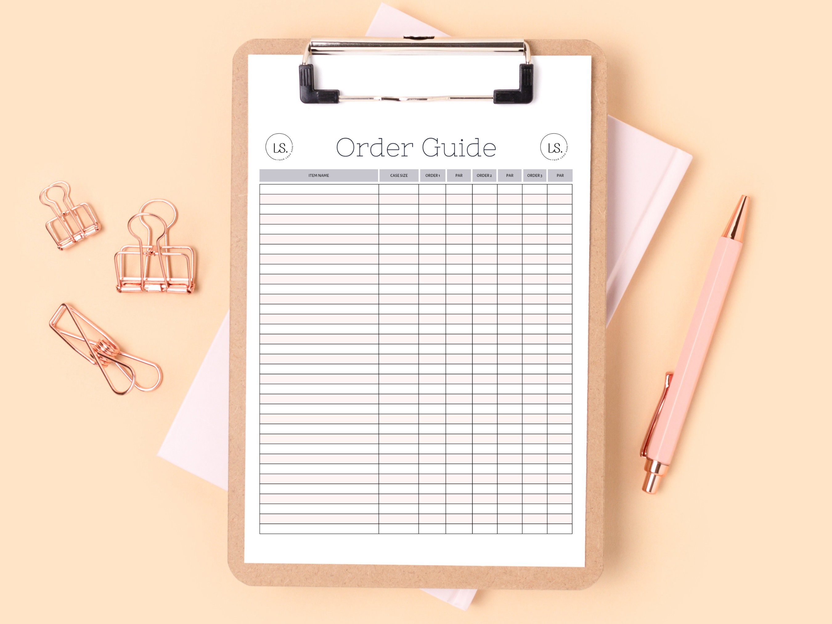 Order Guide for Restaurants and Bars Restaurant Par List - Etsy
