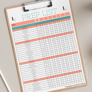 Bakery Prep List, Editable Daily Prep List for Bakeries, Par List for ...