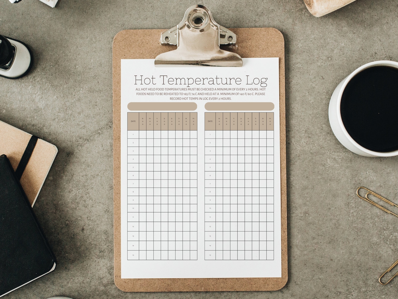 Hot Food Temperature Log, Hot Food Record Sheet, Editable Canva ...