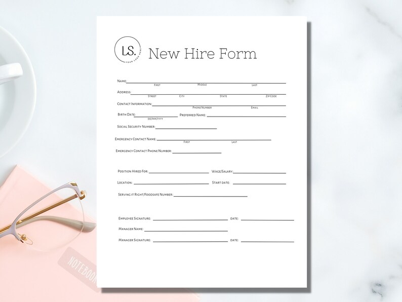New Employee Hiring Form, Employee On-boarding Document, New Hire Sheet ...