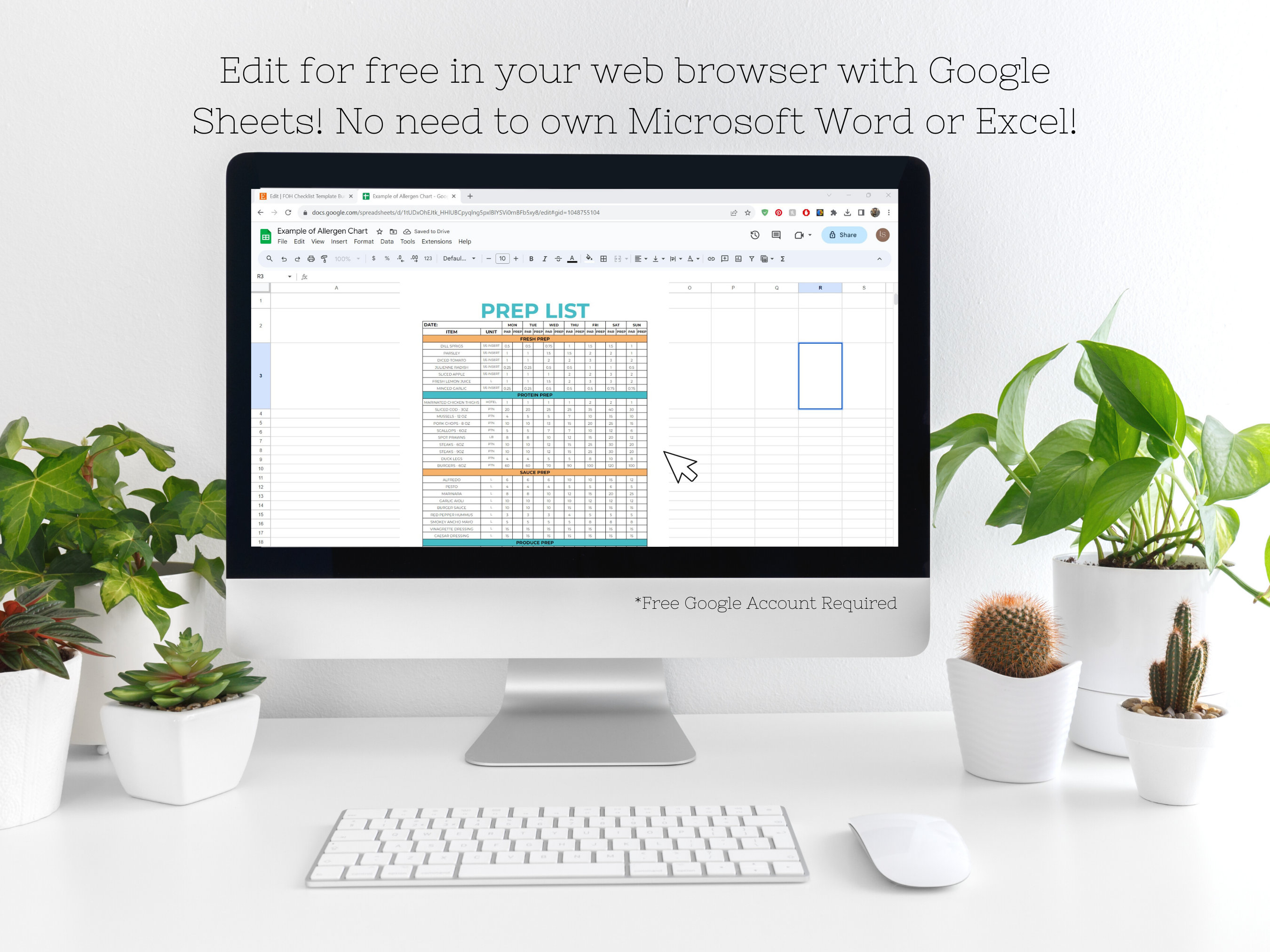 Prep & Par List Template, Food Prep List, Prep List Template, Editable ...