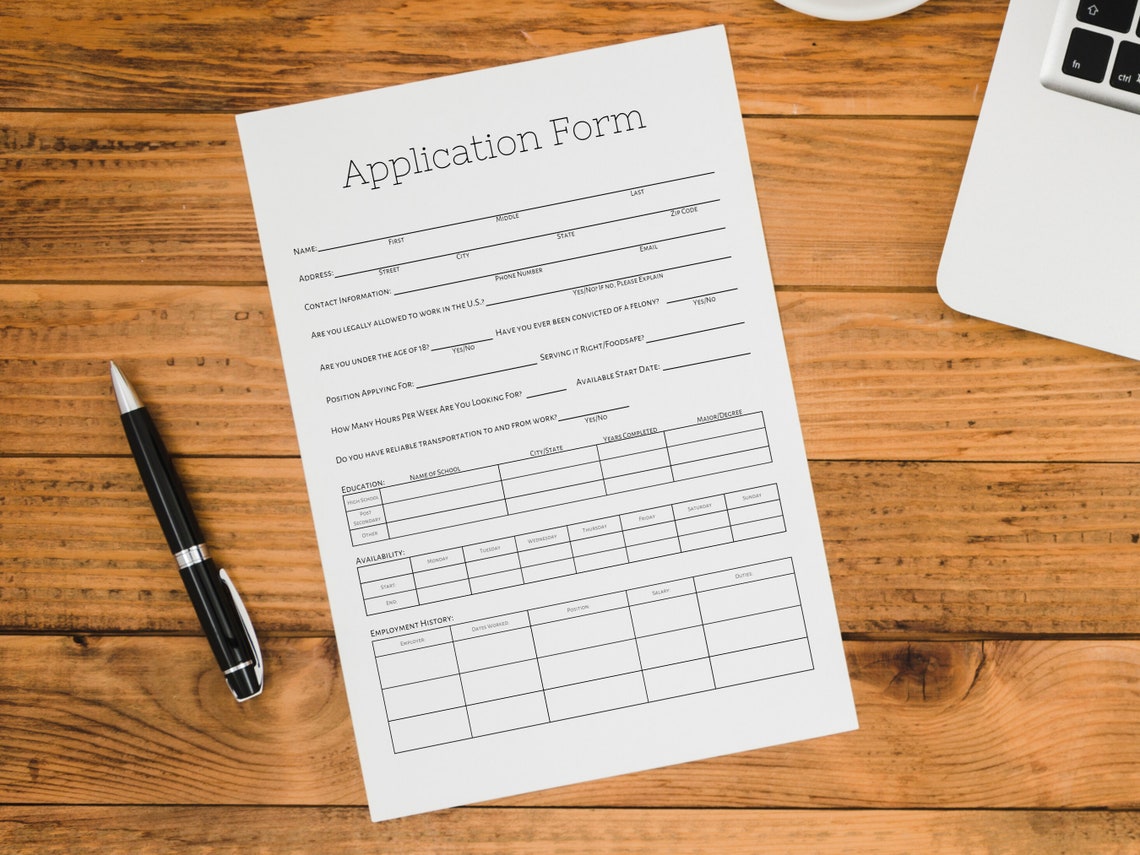 Restaurant Application Form Editable Application Template - Etsy