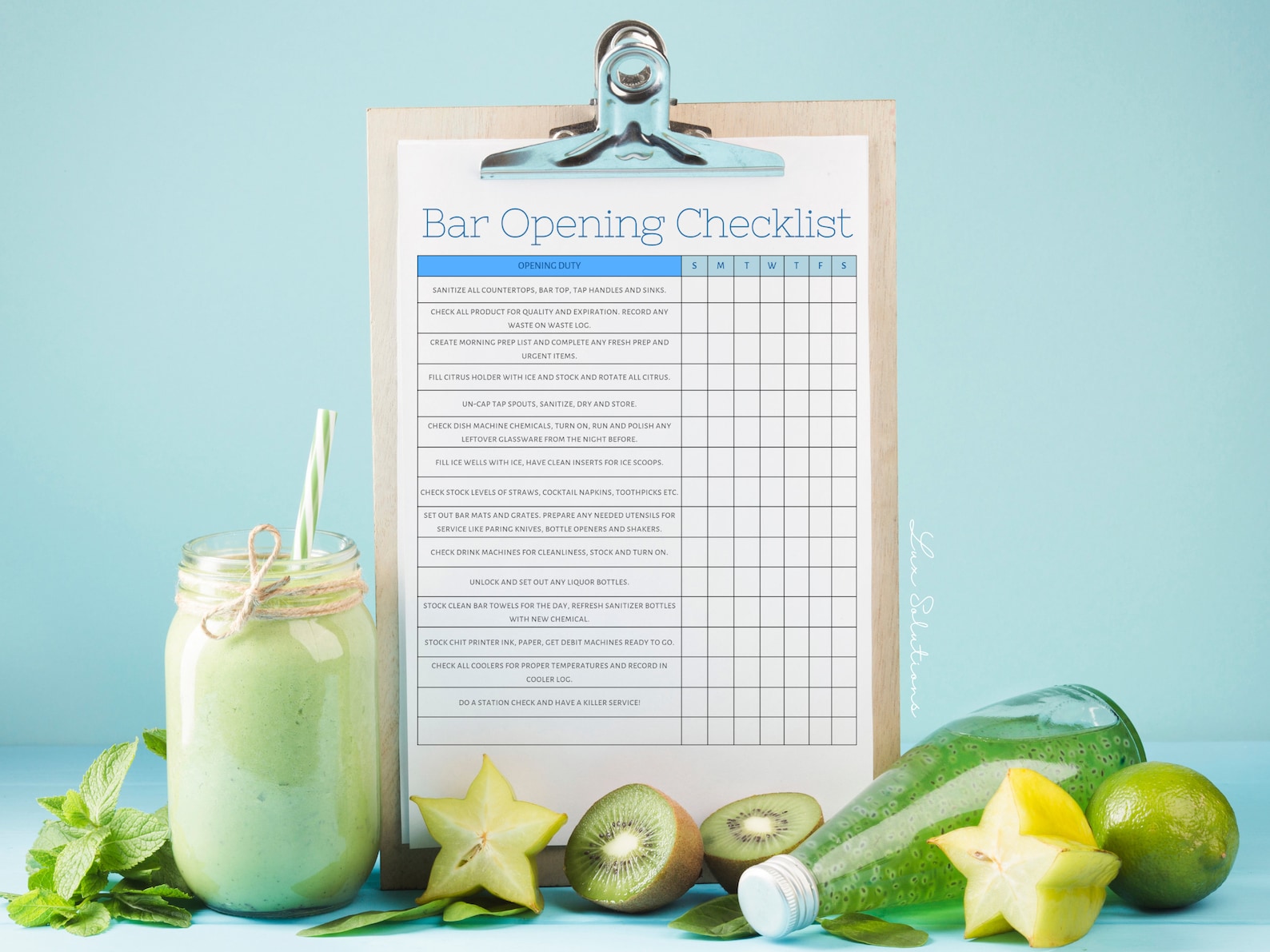Bar Opening Checklist, Restaurant Bar Cleaning List, Bar Templates ...