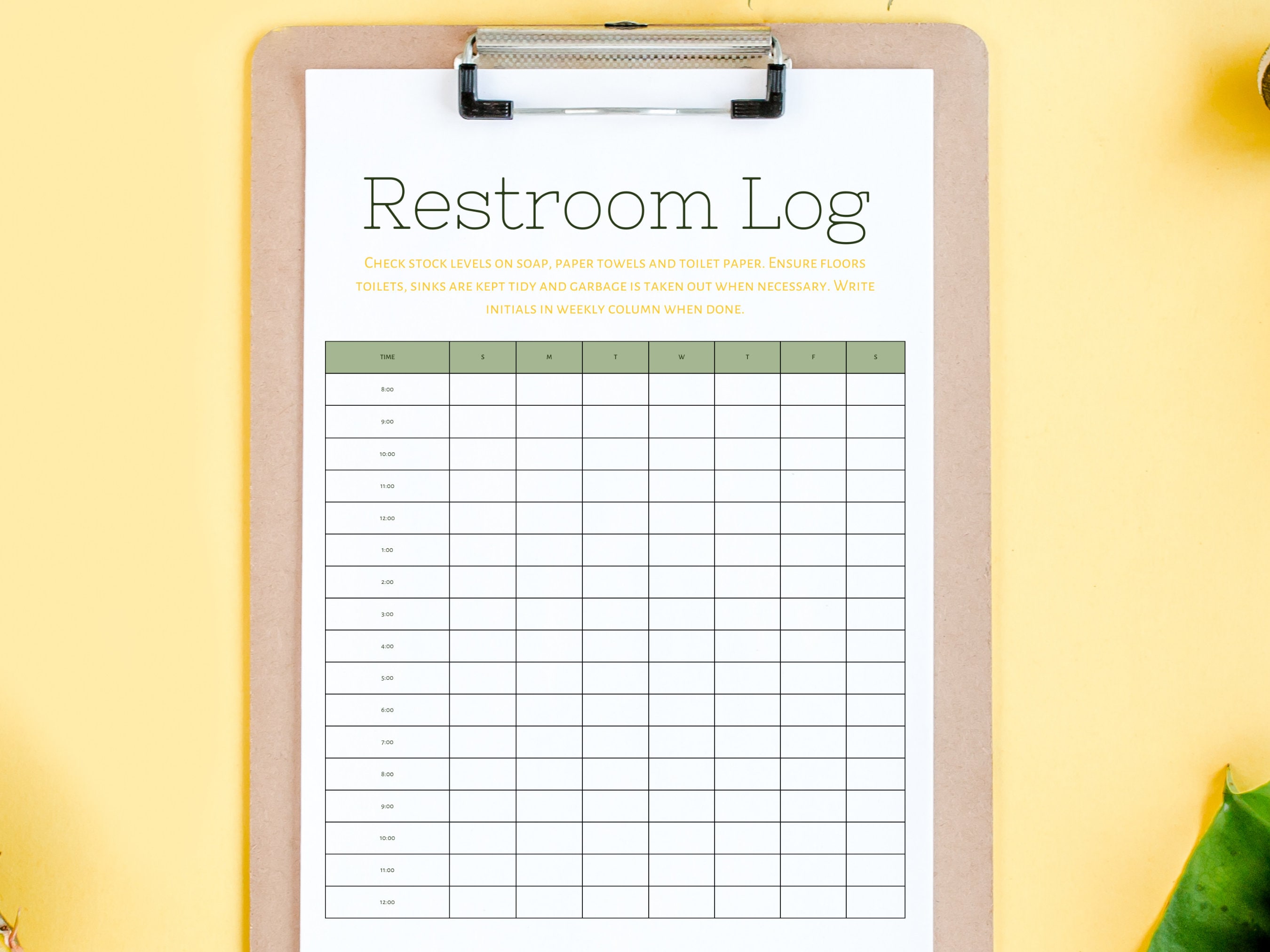Bathroom Log Printable