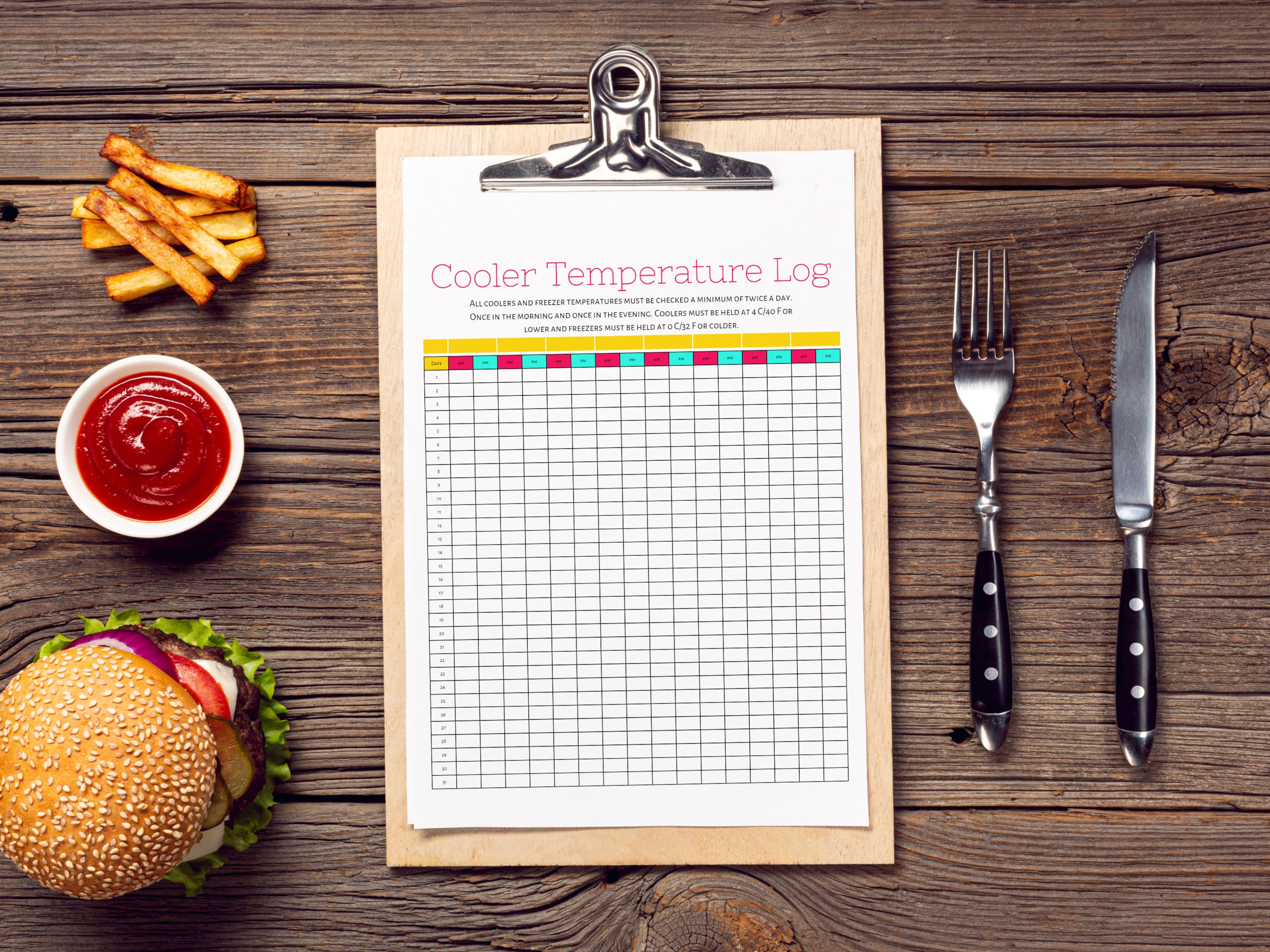 Printable Cooler Temperature Logs for Restaurants, Bars, Food Service ...