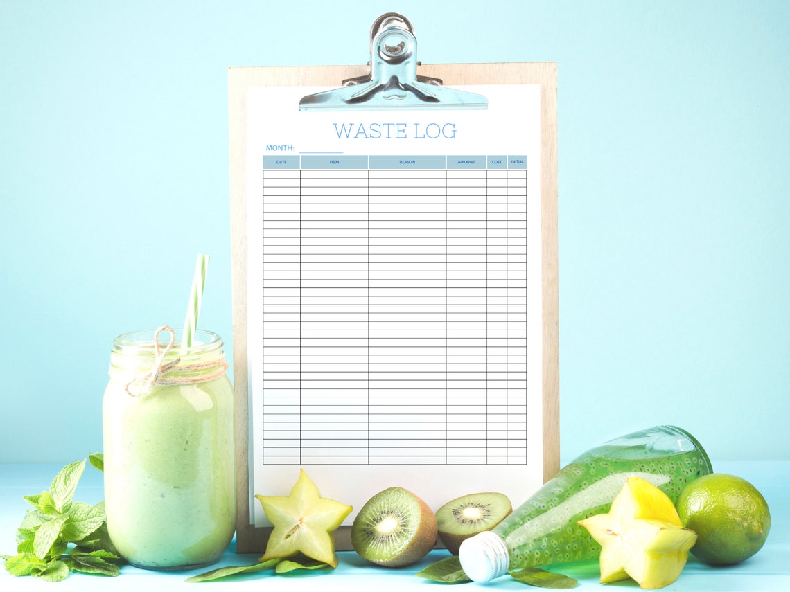 Food Waste Log, Bar Waste Log, Editable Restaurant Template, 4 Print ...