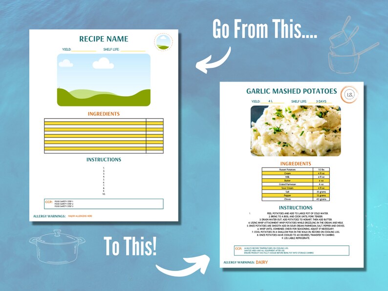 Recipe and Spec Templates for Restaurants Editable Canva - Etsy