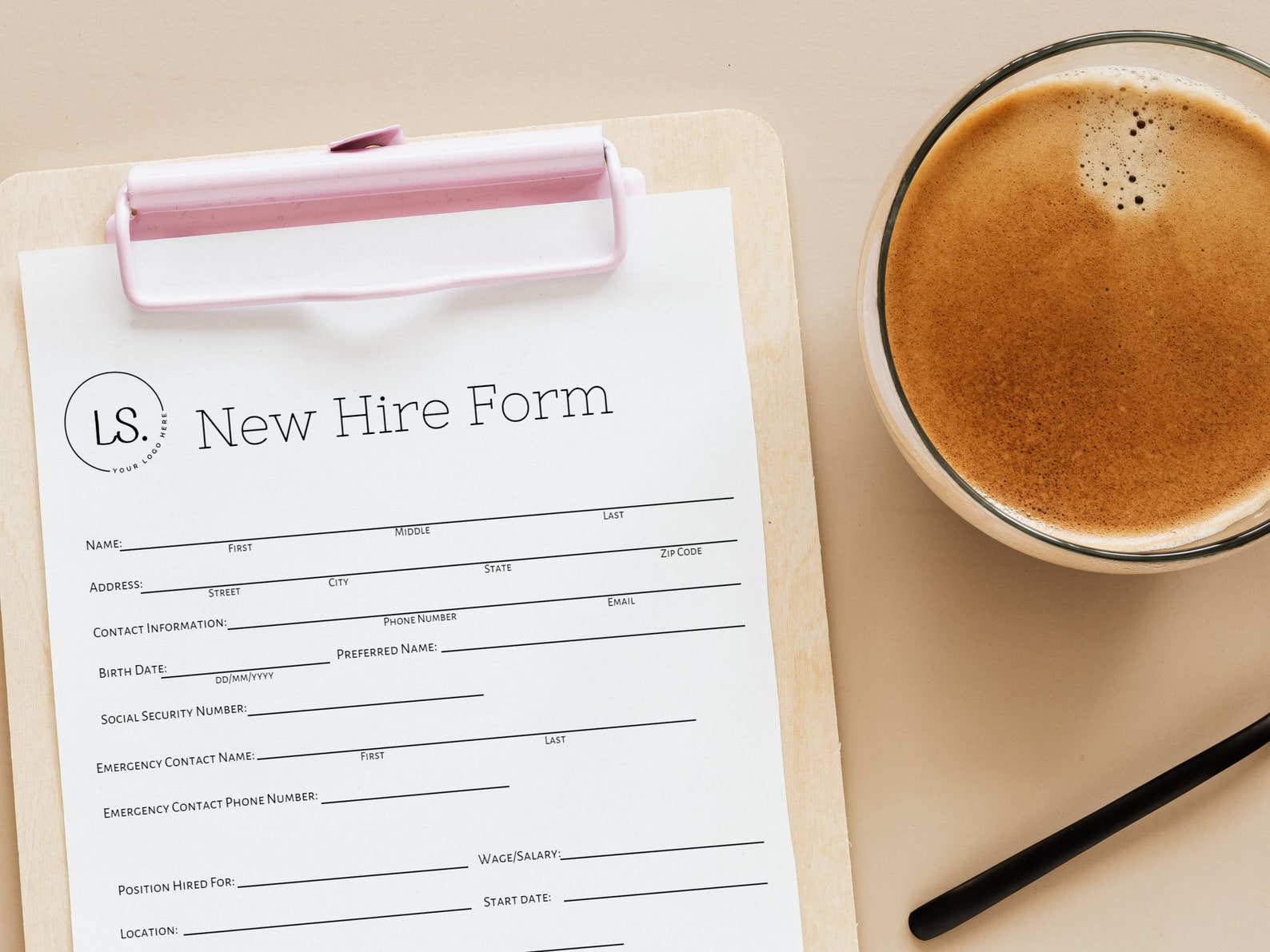 New Employee Hiring Form, Employee On-boarding Document, New Hire Sheet ...
