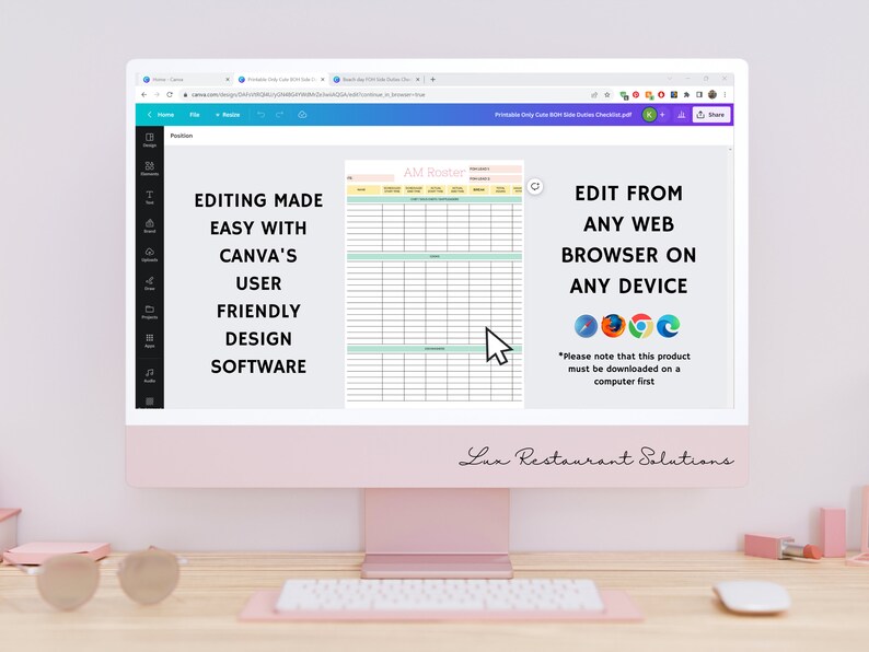 Kitchen Daily Roster, Staff Schedule, Restaurant Operations Forms ...
