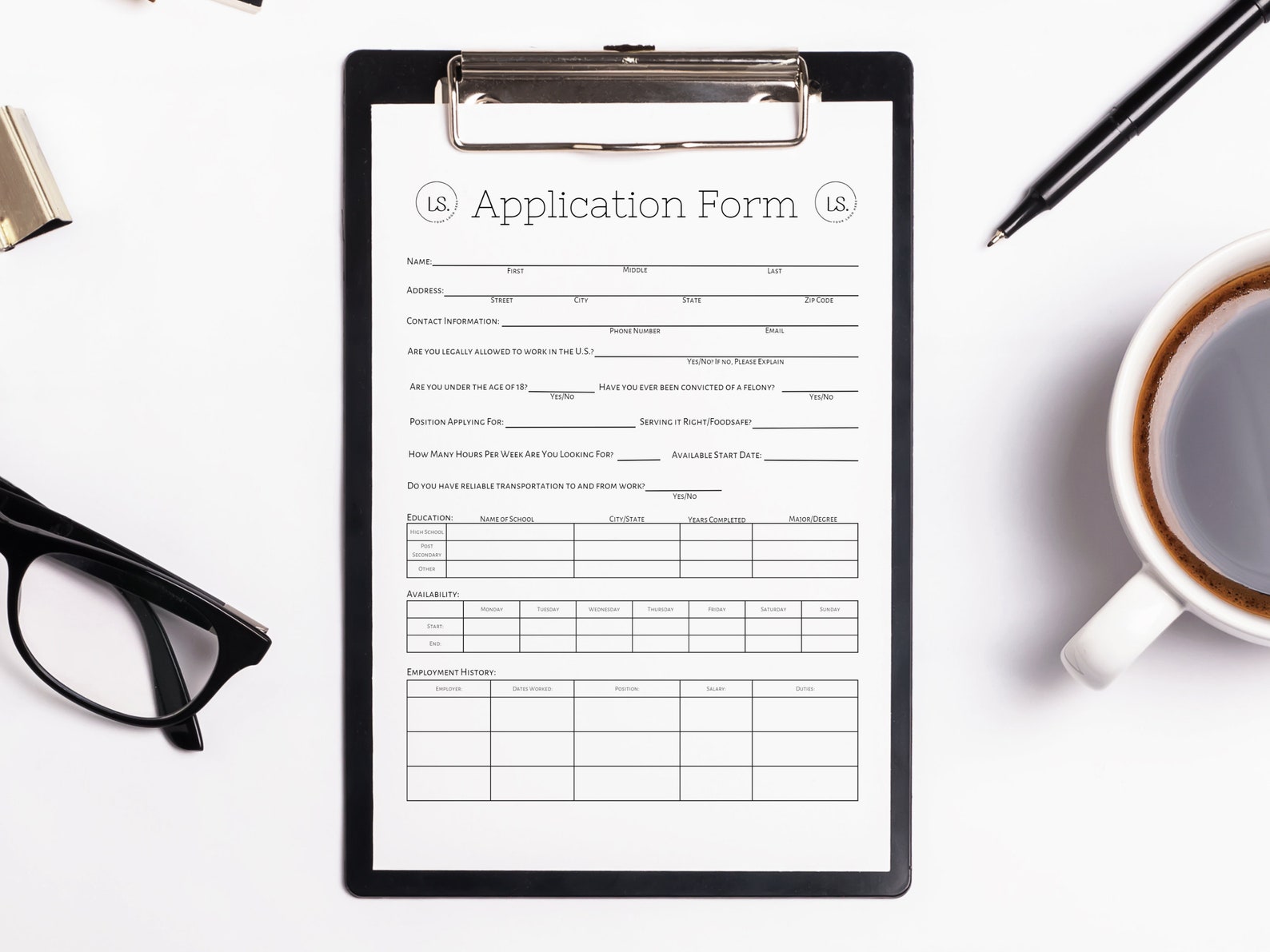 Restaurant Application Form Editable Application Template - Etsy