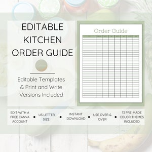 Restaurant Order Guide Kitchen Order Guide Par List - Etsy