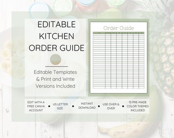 Kitchen Order Guide - Etsy