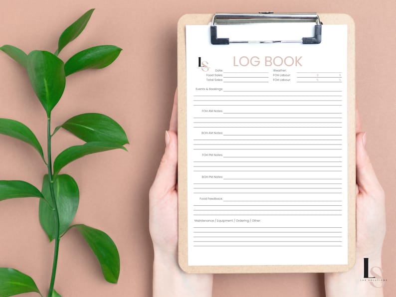 Restaurant Log Book, Hospitality Industry Review Journal, Manager Log ...