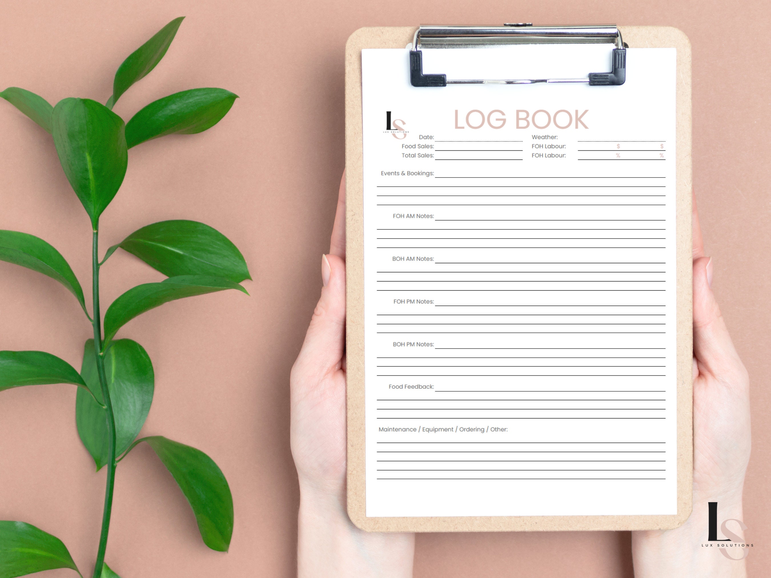 Restaurant Log Book, Hospitality Industry Review Journal, Manager Log ...