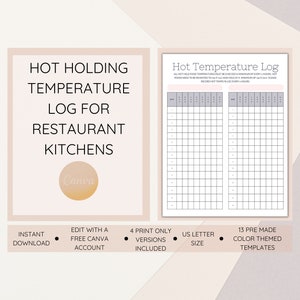 Hot Food Temperature Log Hot Food Record Sheet Editable - Etsy