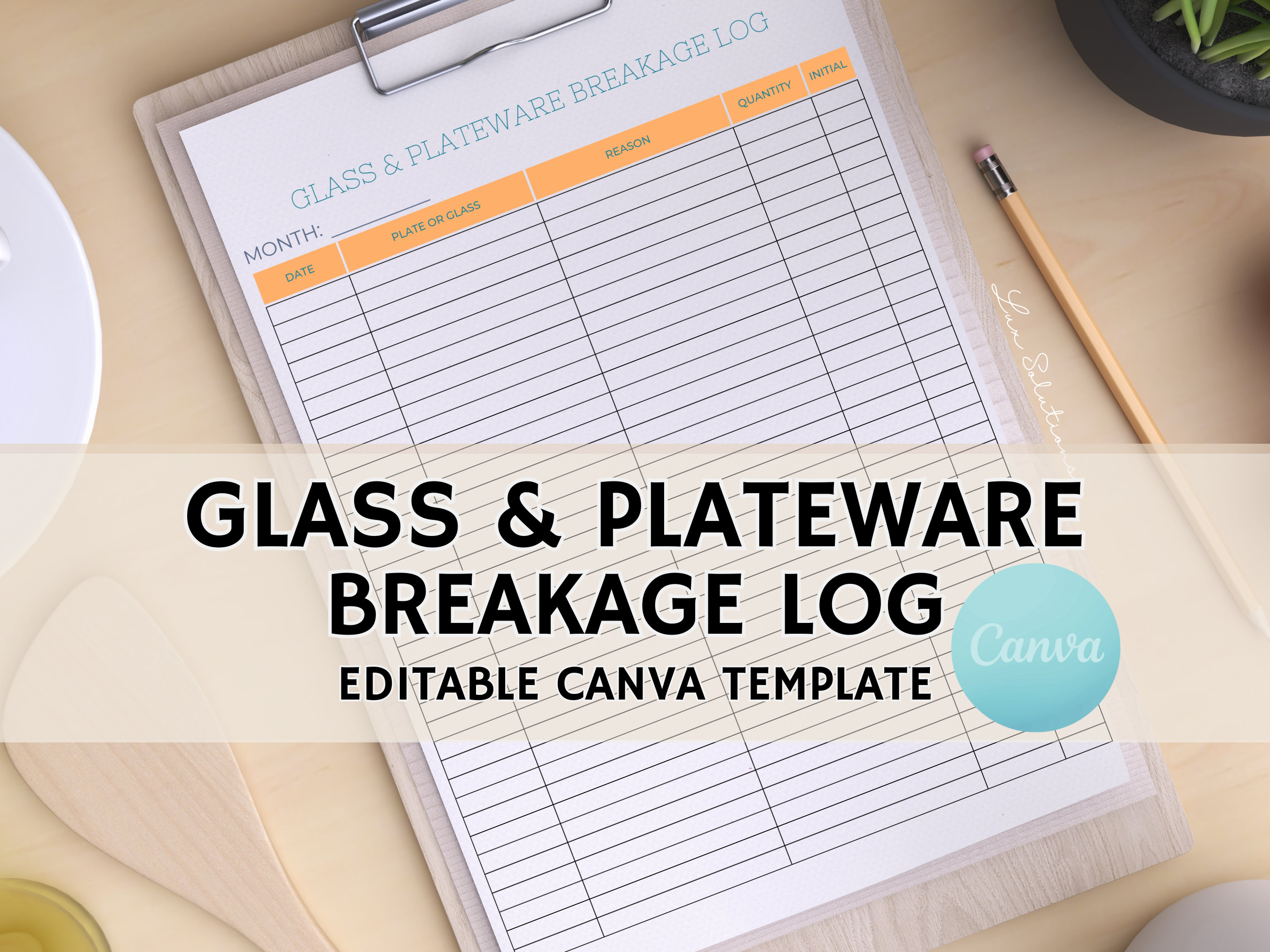 Glass & Plate Breakage Log for Restaurants and Bars, Restaurant ...