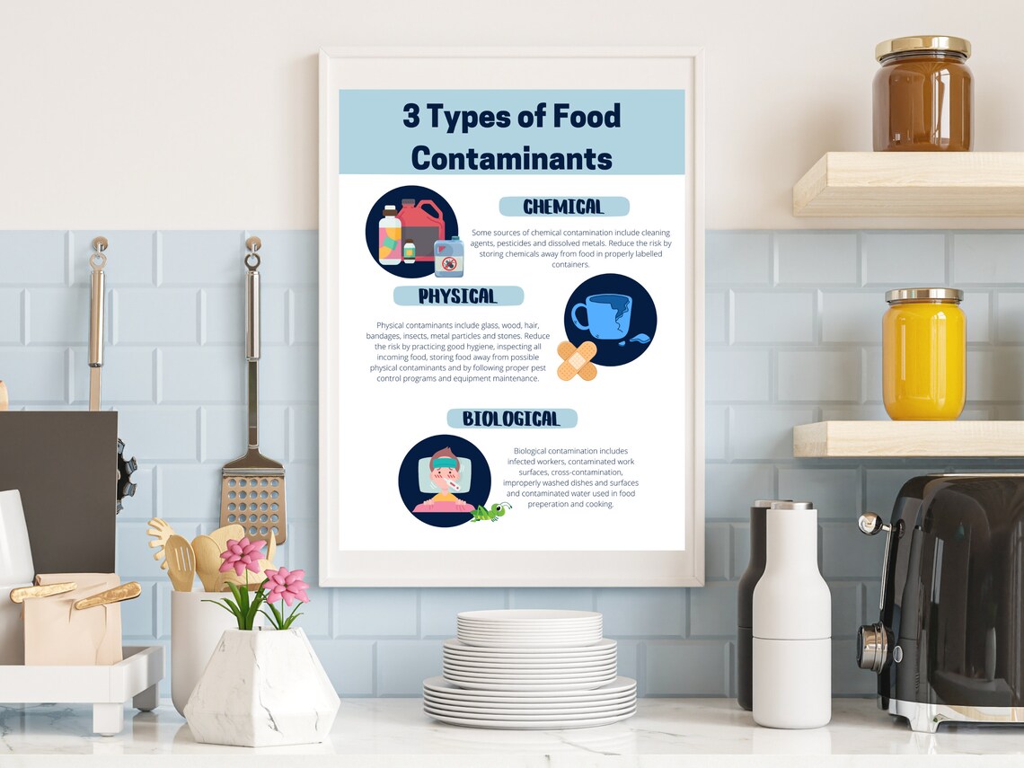 Three Types of Food Contaminants Safety Poster, Food Safe Chart ...