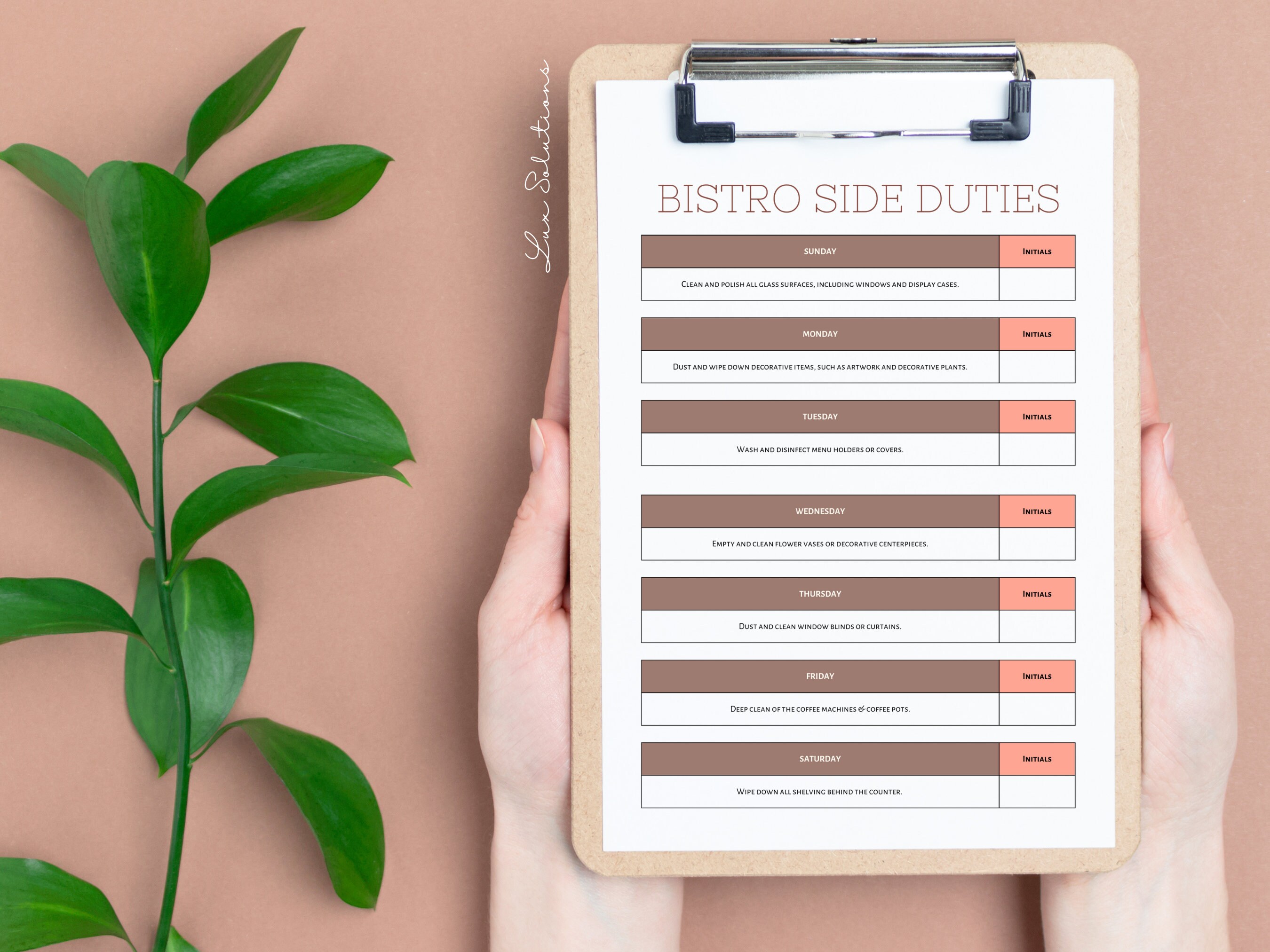 Bakery Bistro Weekly Cleaning Checklist, Fully Customizable, Edit Free ...