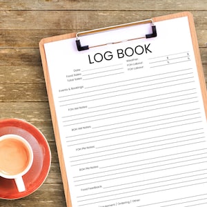 Restaurant Log Book, Hospitality Industry Review Journal, Manager Log ...
