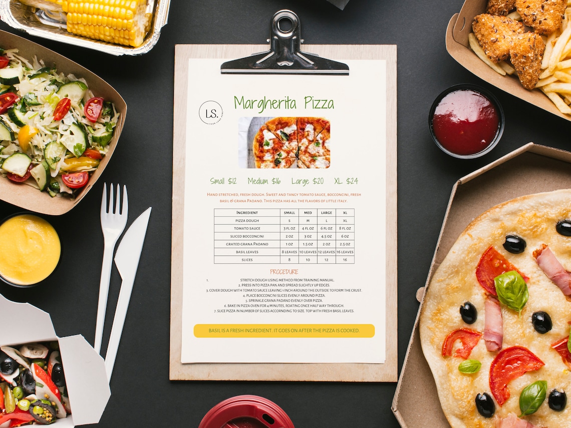 Editable Spec Sheet and Recipe Template Blank Recipe - Etsy