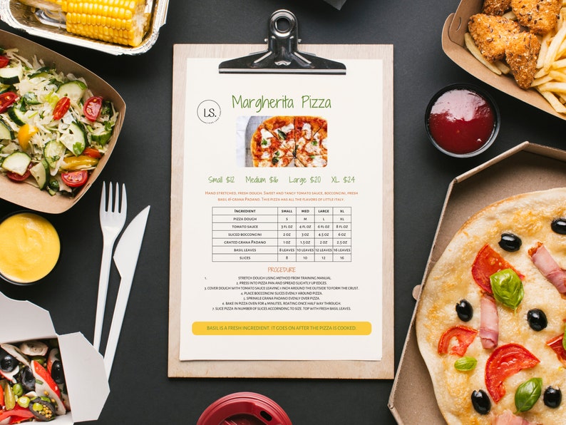 Editable Spec Sheet and Recipe Template Blank Recipe - Etsy