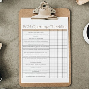 FOH Opening Checklist Server Opening Checklist Editable - Etsy