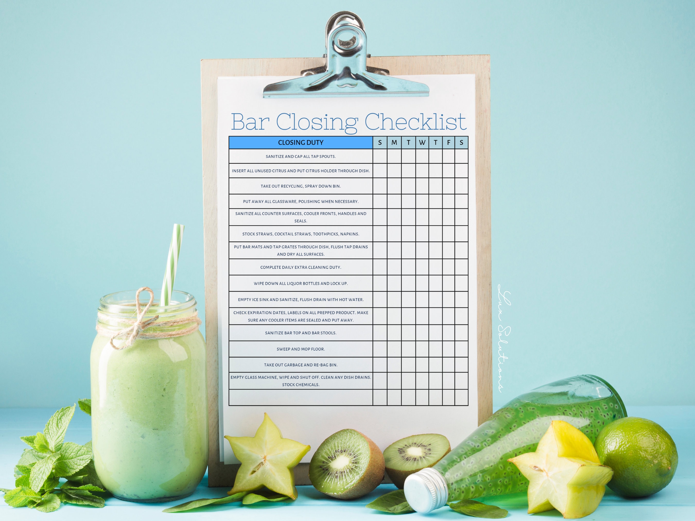 Bar Closing Checklist, Restaurant Bar Cleaning List, Bar Templates ...