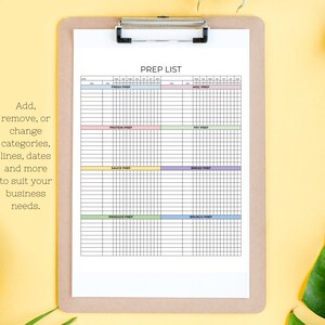 Prep & Par List Template Food Prep List Prep List Template - Etsy