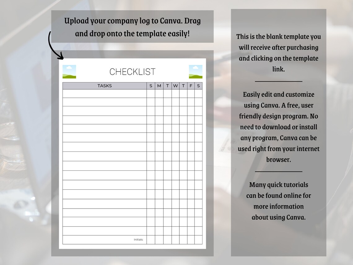 Checklist Template, Fully Editable and Customizable Checklist Template, Instant Download, Edit ...