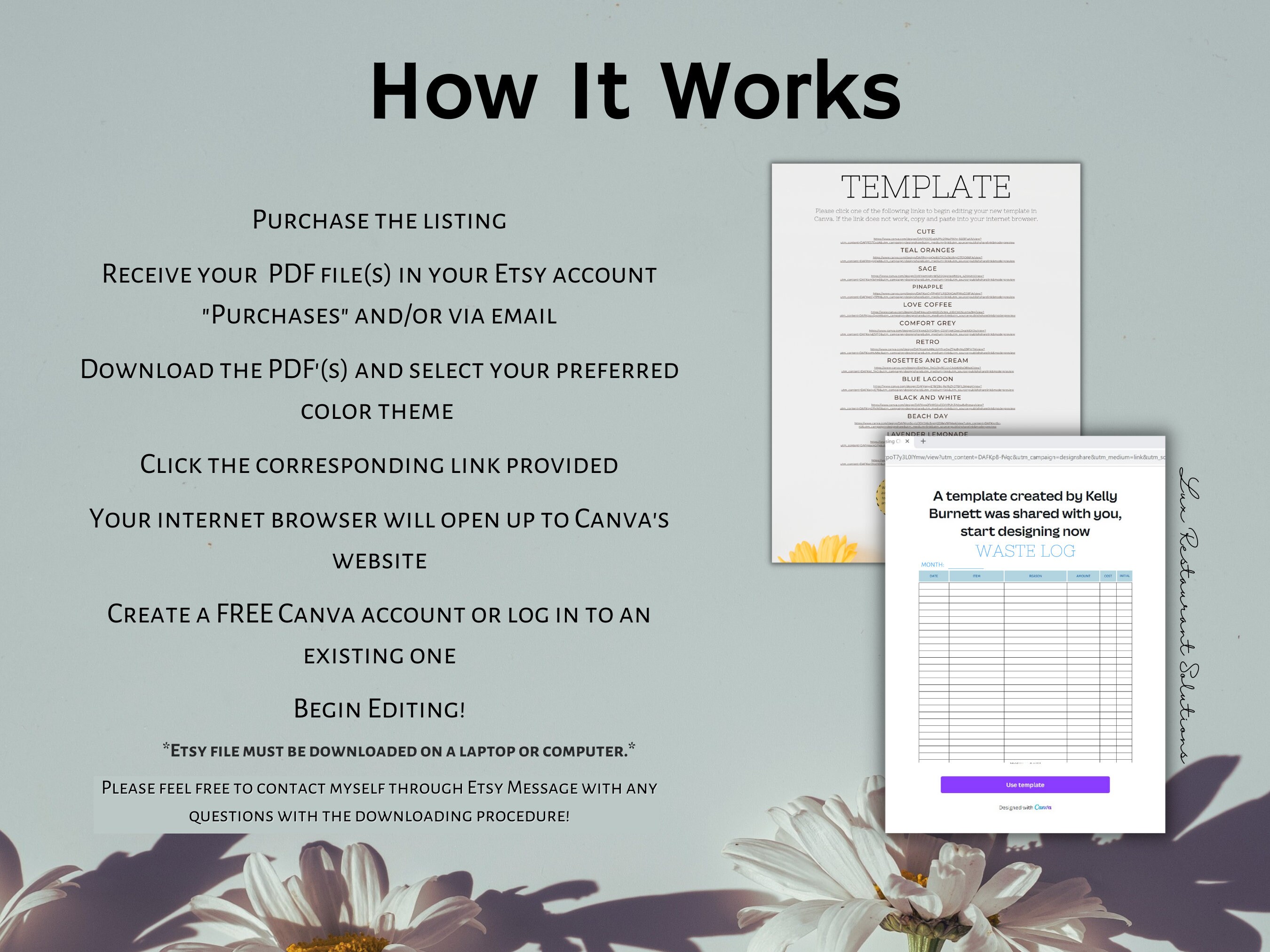 Food Waste Log Bar Waste Log Editable Restaurant Template 4 - Etsy