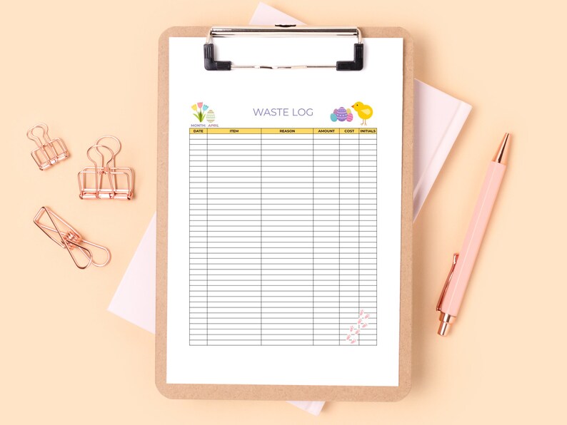 Editable Waste Log for Restaurants & Bars Blank Template 13 - Etsy