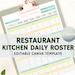 Kitchen Daily Roster, Staff Schedule, Restaurant Operations Forms ...
