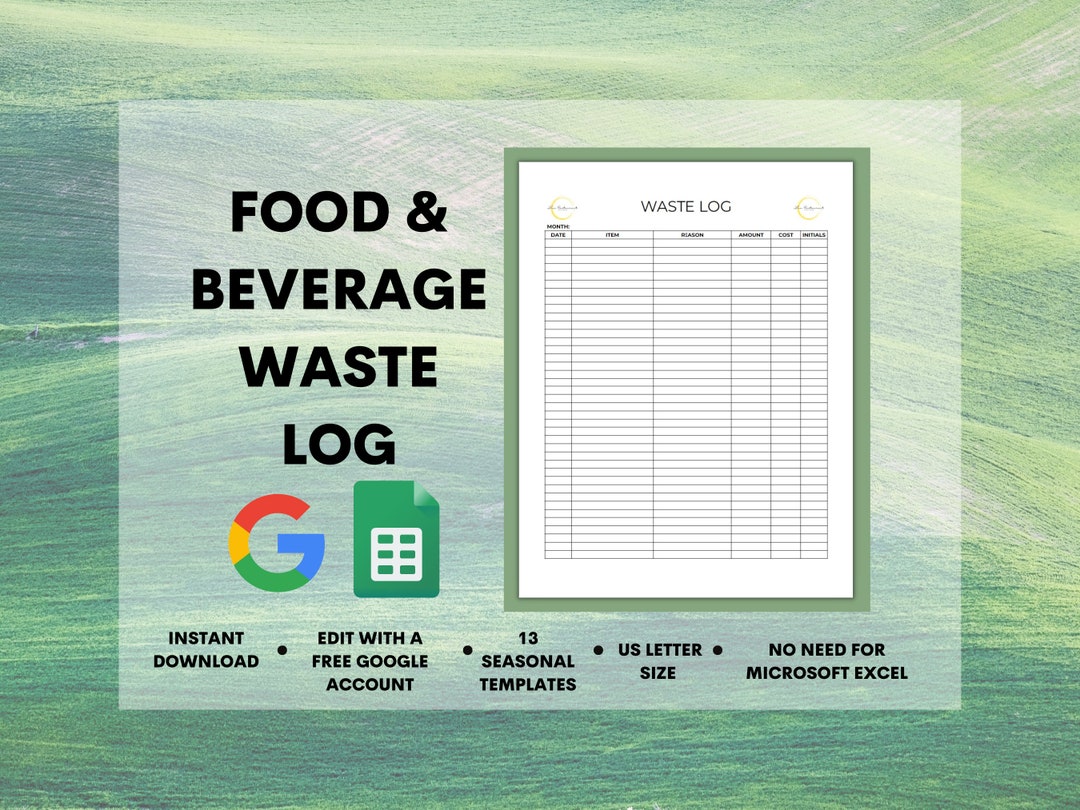Editable Waste Log for Restaurants & Bars Blank Template 13 - Etsy Canada