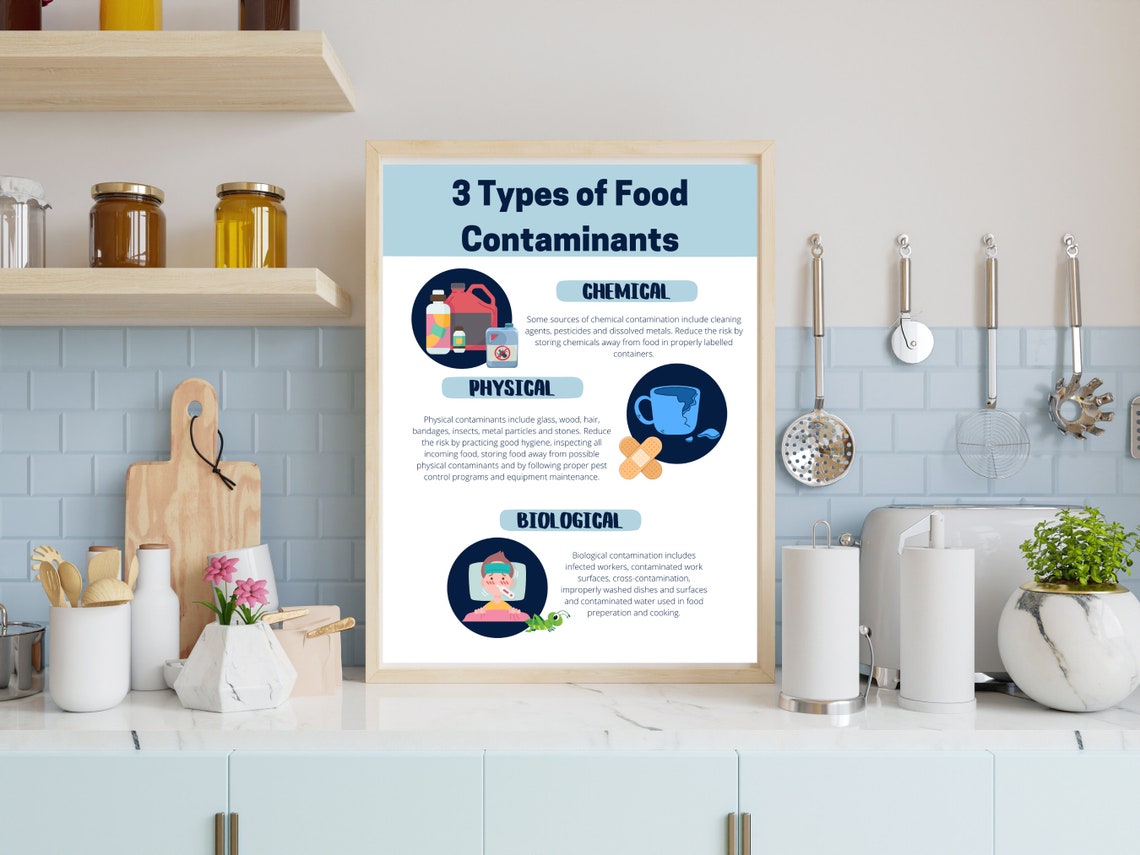 Three Types of Food Contaminants Safety Poster, Food Safe Chart ...