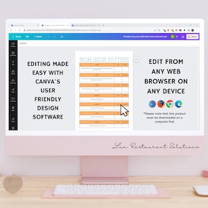 BOH Side Duty Chart, Kitchen Side Work Checklist, Editable Template ...