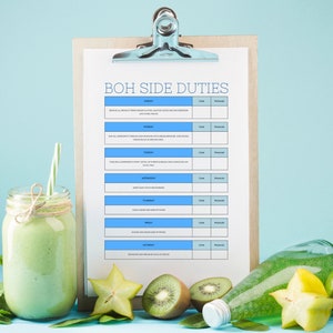BOH Side Duty Chart Kitchen Side Work Checklist Editable - Etsy