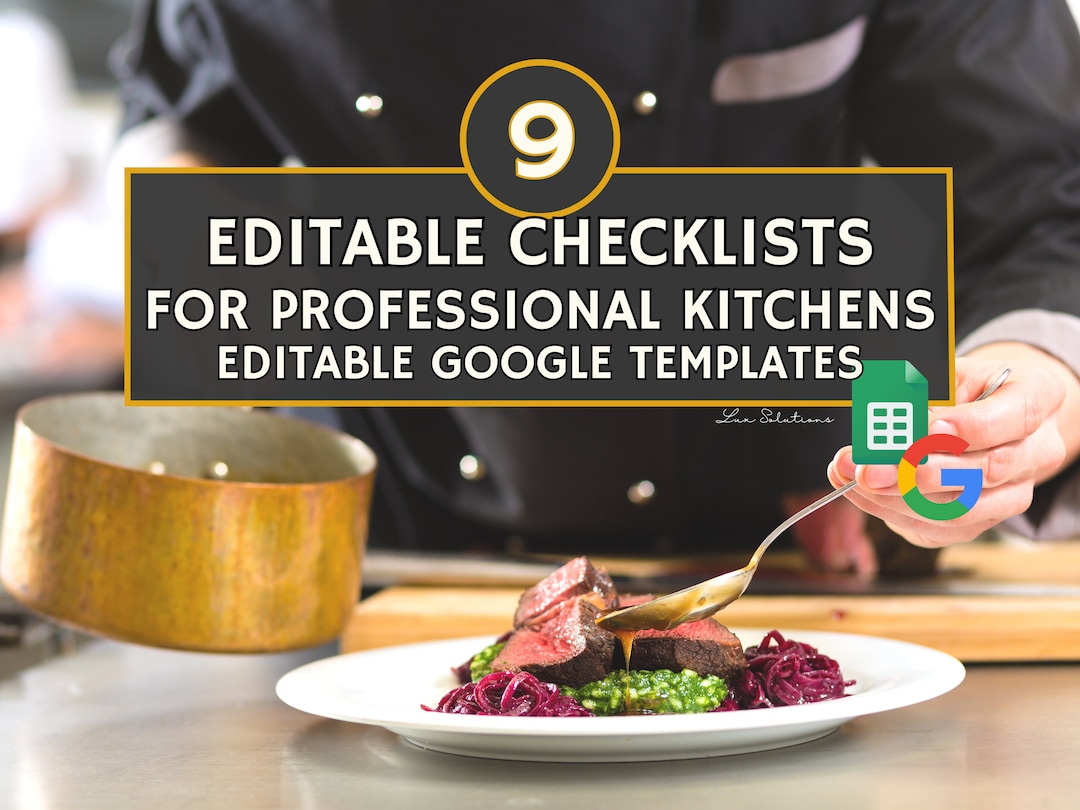 Kitchen Checklist Bundle for Professional Kitchens, 9 Editable Kitchen ...
