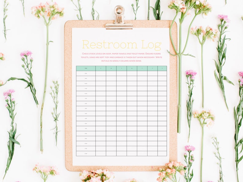 Bathroom Log Restroom Checklist Editable Template Washroom - Etsy Canada