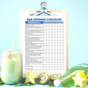 Bartenders Daily Opening Checklist, Editable Template for Bartenders, Bar Opening Task List, Bar ...