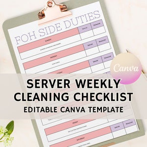 Server Extra Cleaning Checklist Template, Server Side Duty Checklist ...