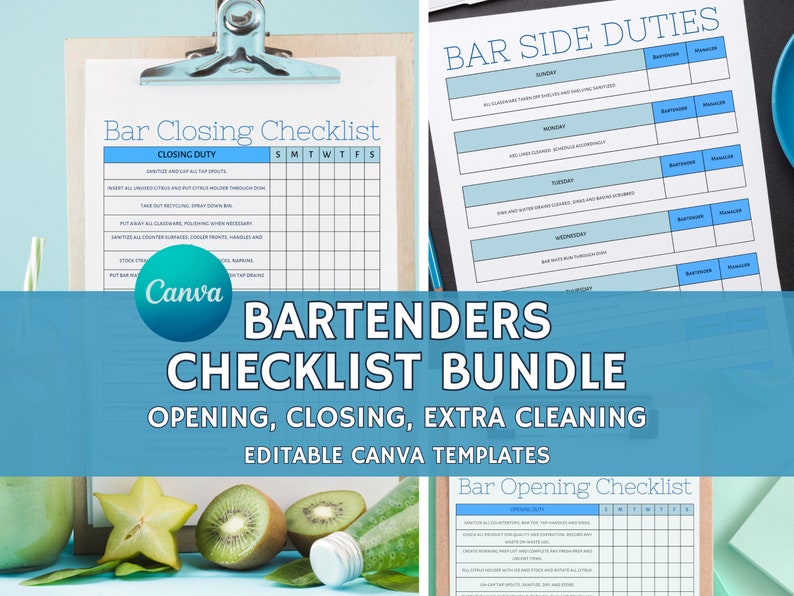 Bar Template Bundle, Editable Bartending Templates, Bar Operations ...