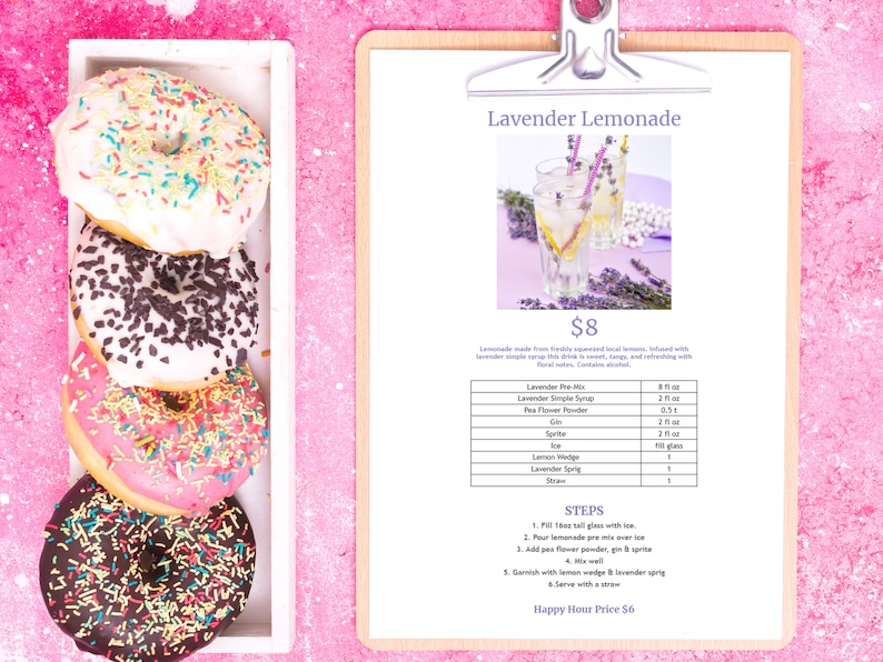 Menu Spec Sheets for Restaurants & Bars, Recipe and Menu Templates ...