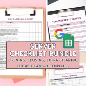Server Checklist Template Bundle, Restaurant & Bar Server Checklists ...